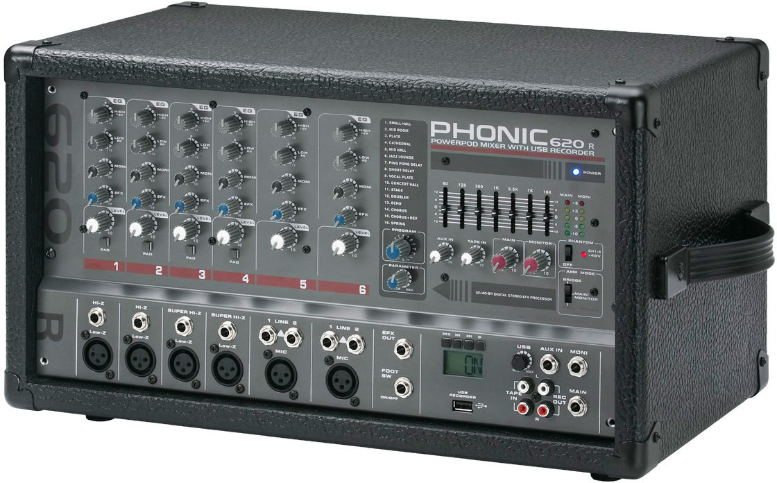 Phonic Powerpod 620 R микшер с усилителем мощности, 6 XLR, 2 стерео ...